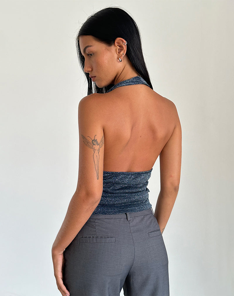 Midnight Blue Shimmer Halter Top | Cosimo – motelrocks-com-us Midnight Blue Shimmer Halter Top | Cosimo – motelrocks-com-us