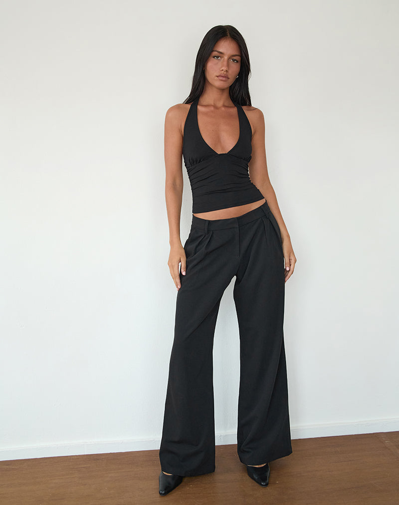 Black Jersey Halterneck Top | Cosimo – motelrocks-com-us