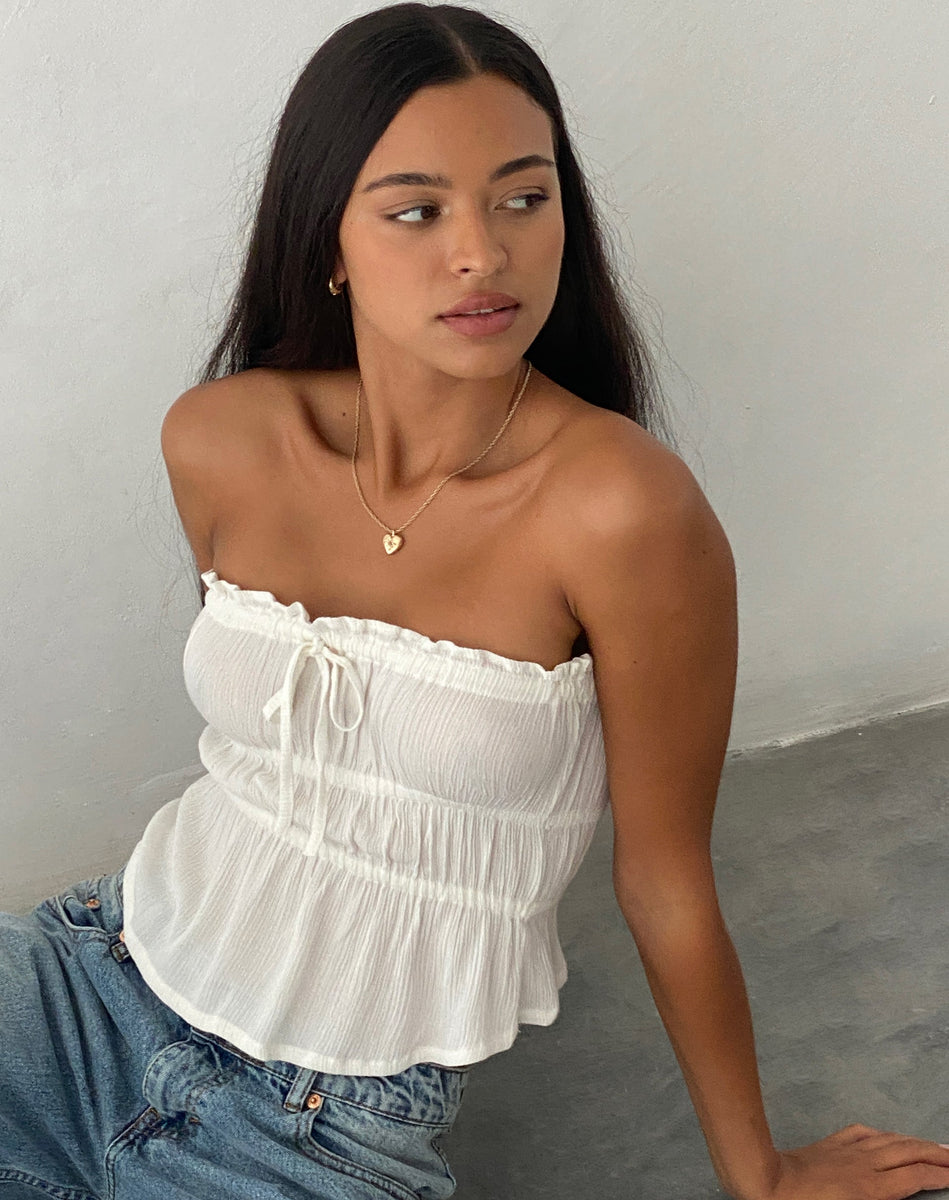 Crinkle Off White Bandeau Top | Cove – motelrocks-com-us
