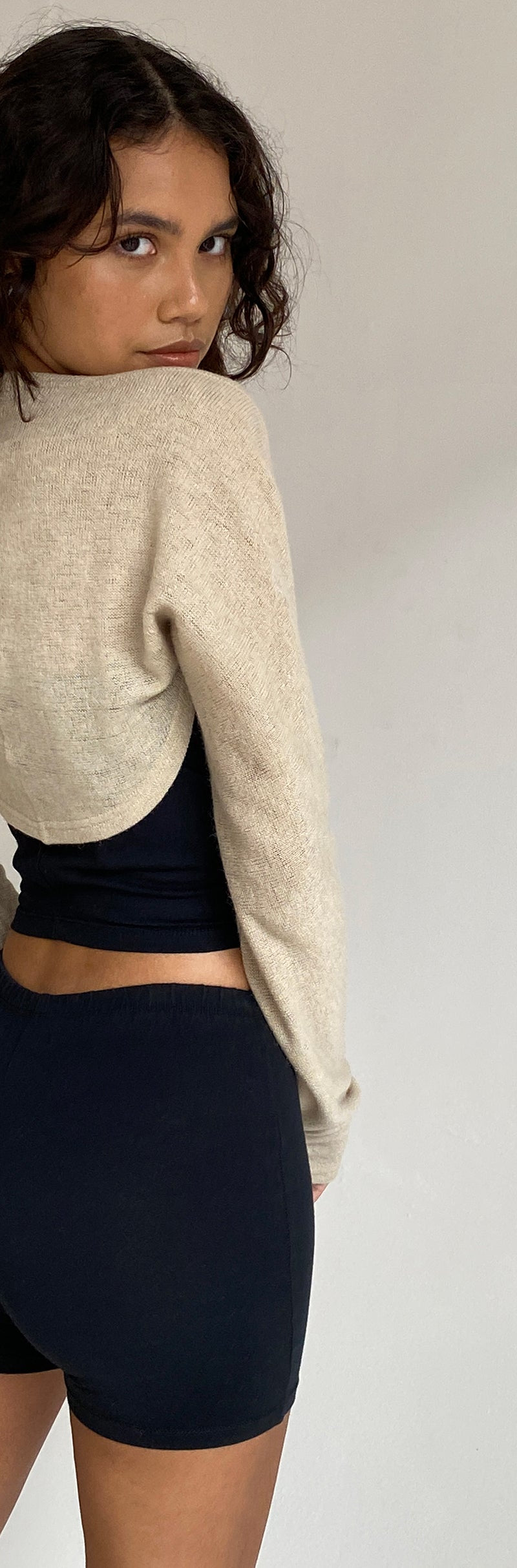 Oat Knitted Shrug Top | Dalika – motelrocks-com-us