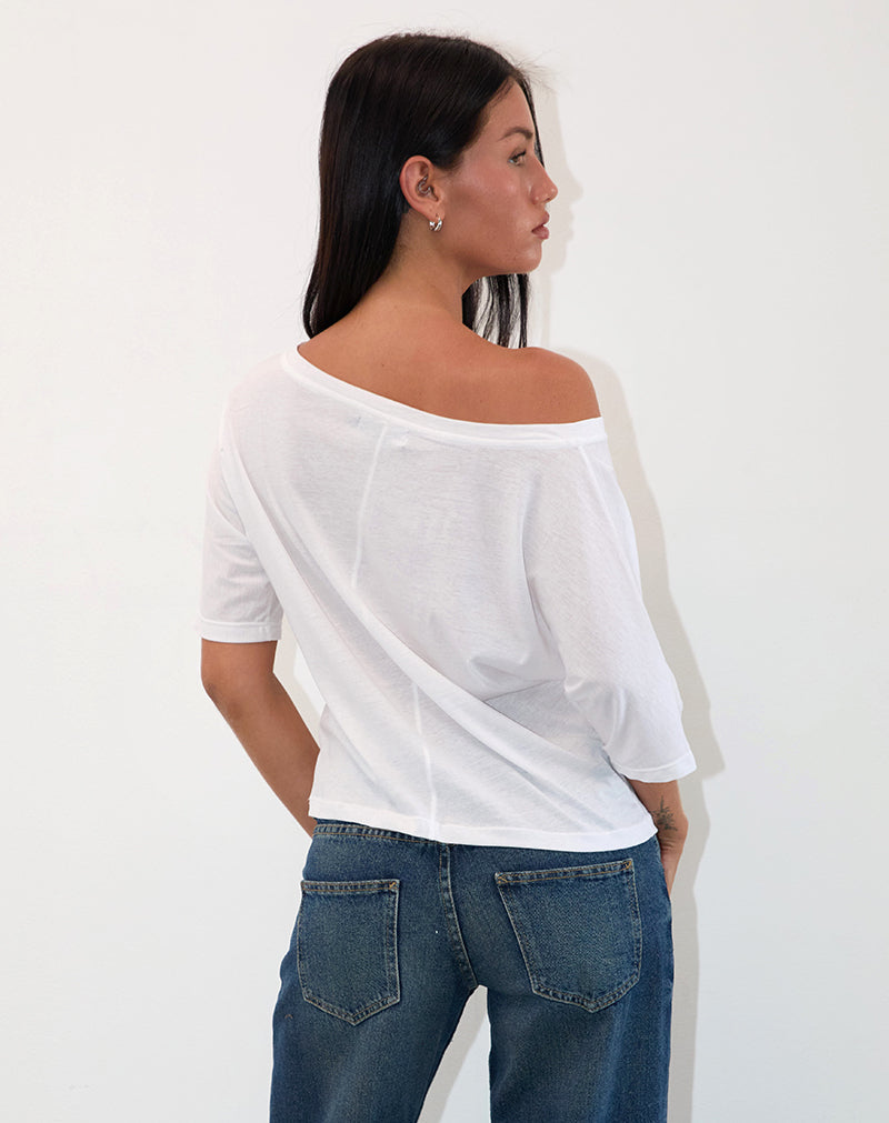 White Basic Jersey Off Shoulder Top | Daman – motelrocks-com-us