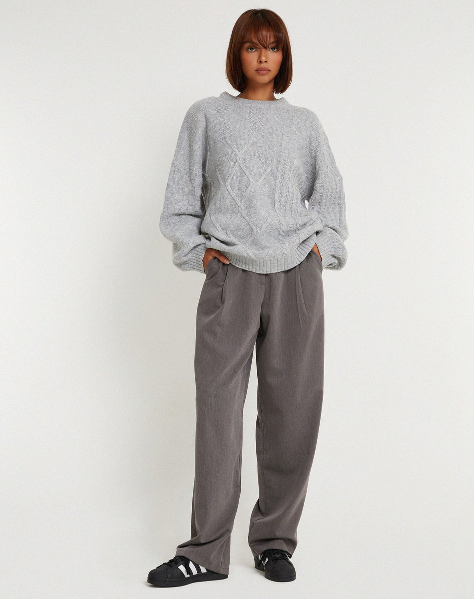 Light Grey Knit Jumper | Danar – motelrocks-com-us