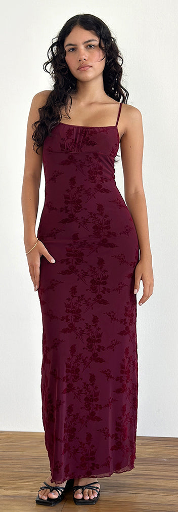 Maroon Red Flower Botanical Dress | Darish – motelrocks-com-us