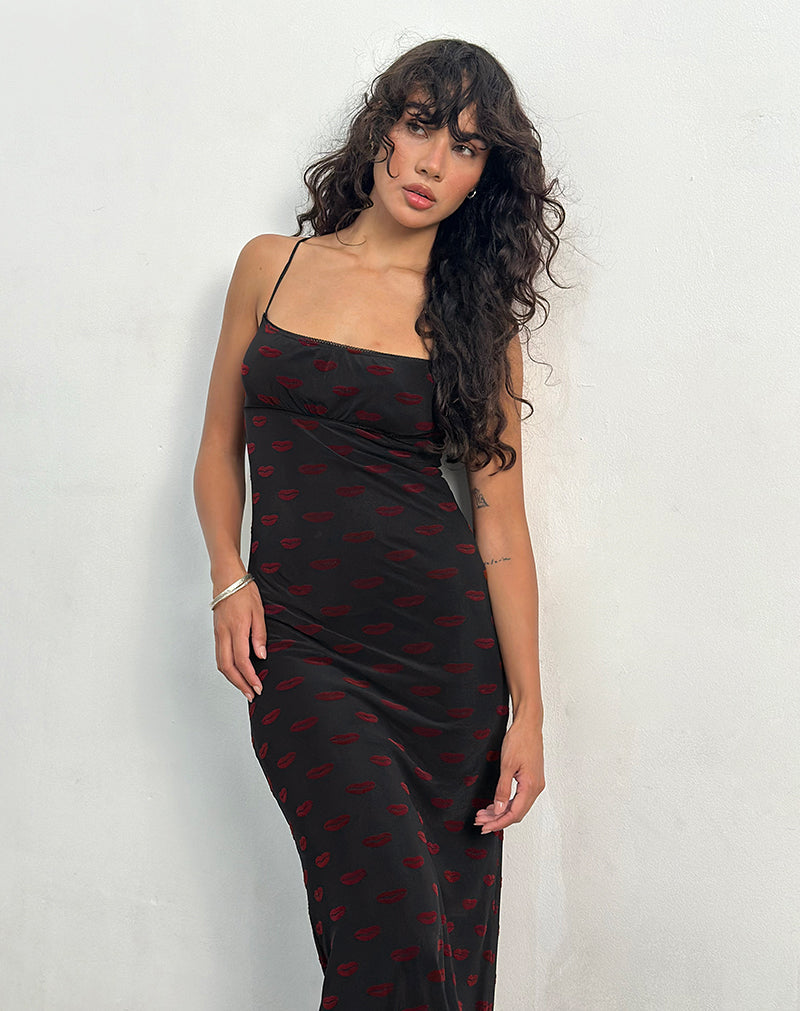Black Lips Print Maxi Dress | Darsih – motelrocks-com-us