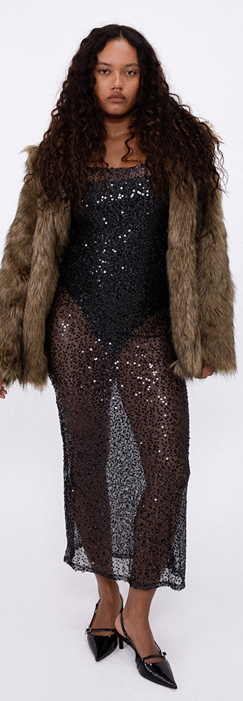 Black Mesh Sequin Maxi Dress | Darsih – motelrocks-com-us