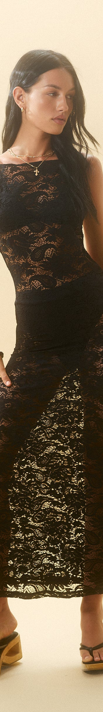 Jet Black Tie Back Lace Maxi Dress | Daudy – motelrocks-com-us