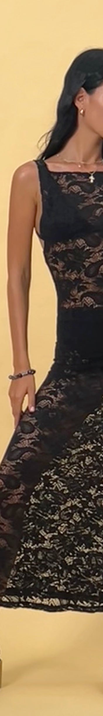 Jet Black Tie Back Lace Maxi Dress | Daudy – motelrocks-com-us