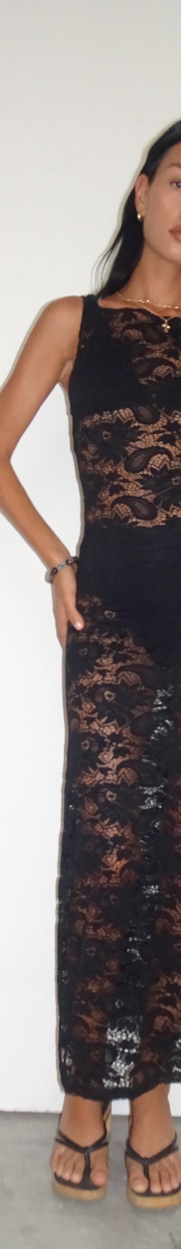 Jet Black Tie Back Lace Maxi Dress | Daudy – motelrocks-com-us