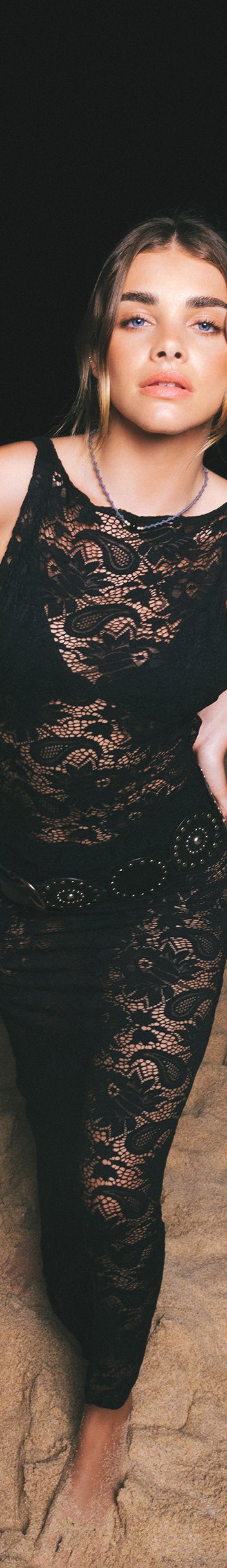 Jet Black Tie Back Lace Maxi Dress | Daudy – motelrocks-com-us