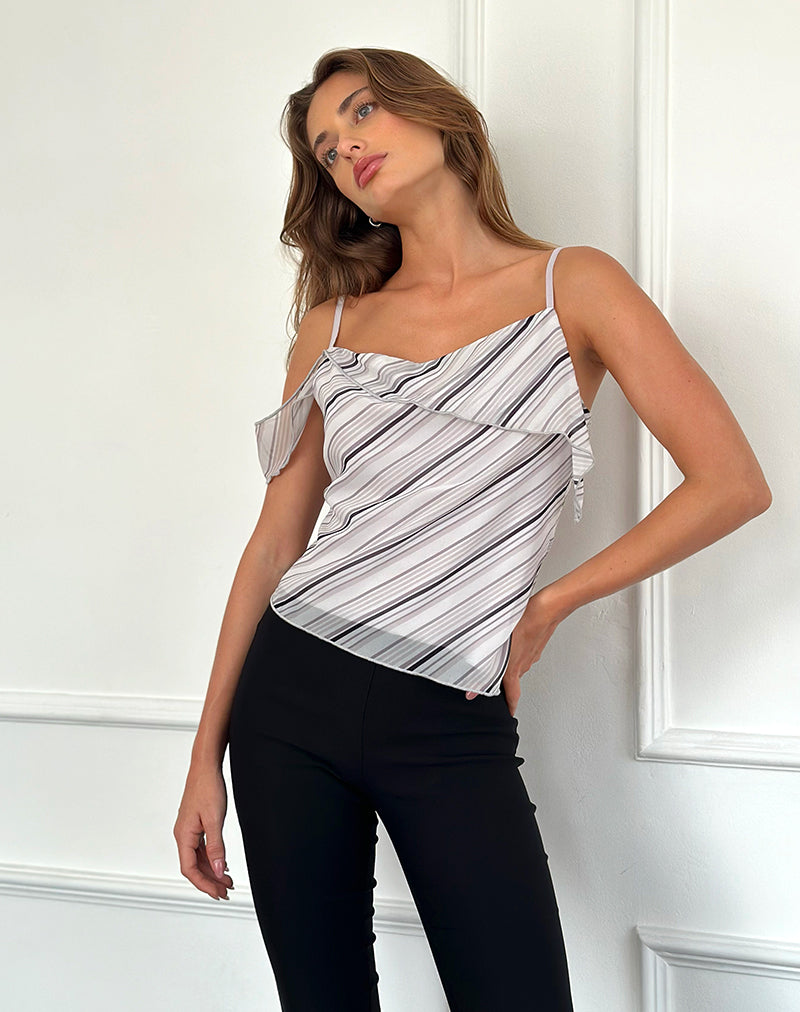 Grey Diagonal Stripe Cami Top | Davila – motelrocks-com-us