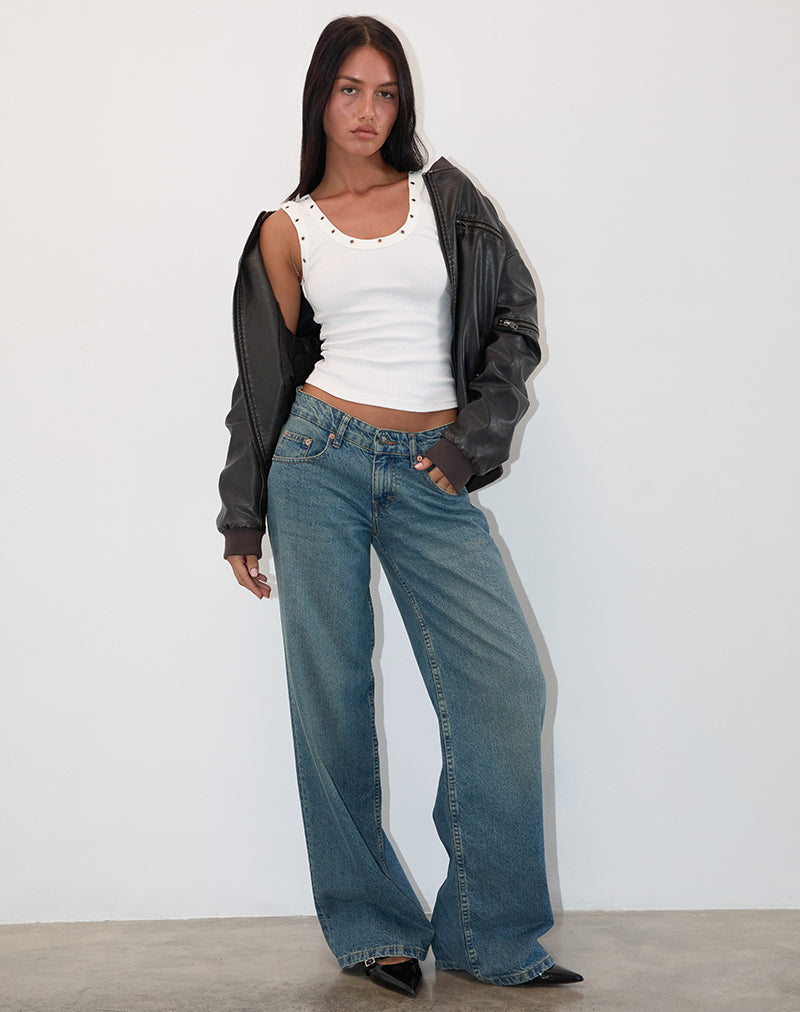 White Eyelet Ribbed Vest Top | Dax – motelrocks-com-us