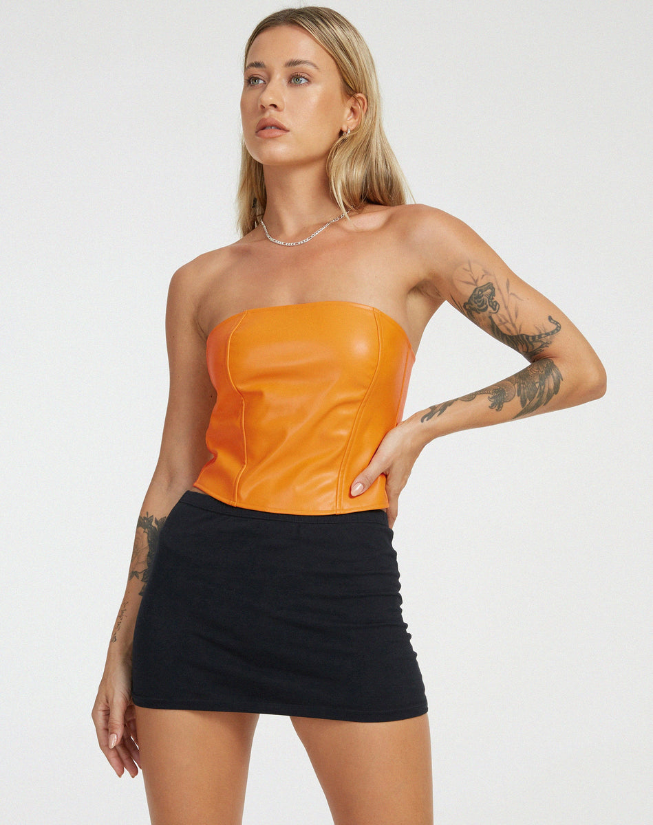PU Orange Bandeau Top | Dena – motelrocks-com-us