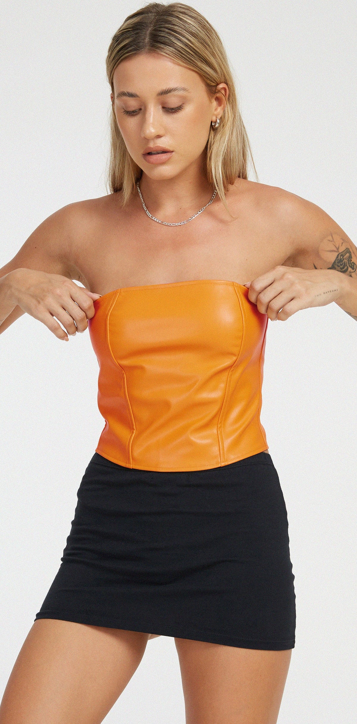 PU Orange Bandeau Top | Dena – motelrocks-com-us