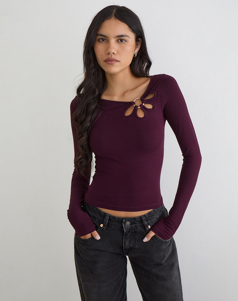 Redwood Long Sleeve Top with Flower Ring | Donela – motelrocks-com-us
