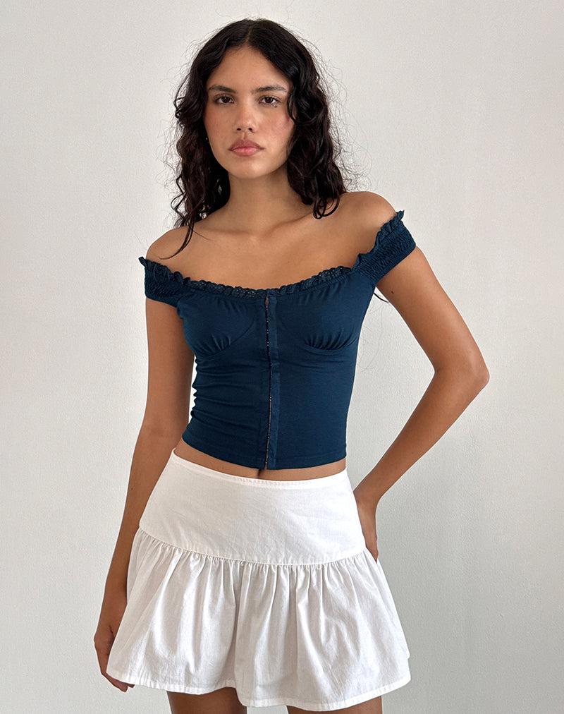Navy Corset Top with Lace Trim | Dovica – motelrocks-com-us
