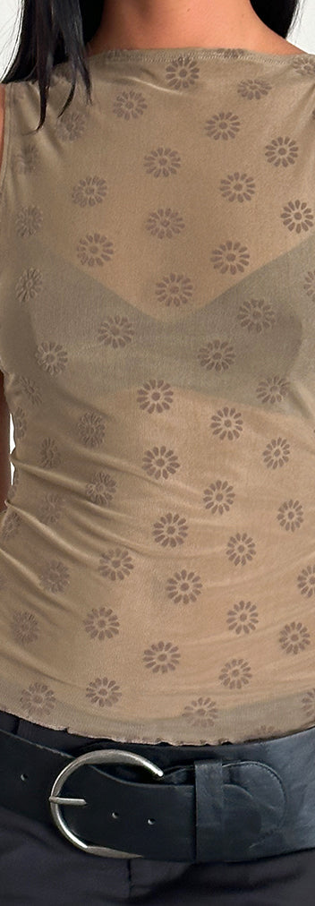 Daisy Flock Light Brown Vest Top | Dudley – motelrocks-com-us