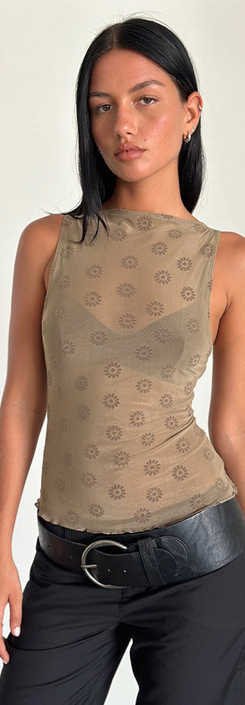 Daisy Flock Light Brown Vest Top | Dudley – motelrocks-com-us
