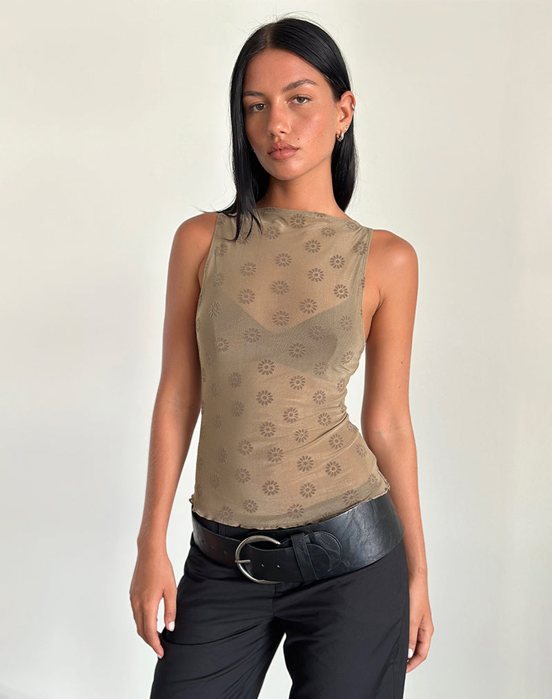 Daisy Flock Light Brown Vest Top | Dudley – motelrocks-com-us