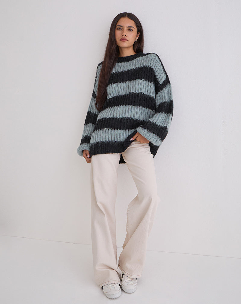 Grey and Charcoal Stripe Jumper | Daren – motelrocks-com-us