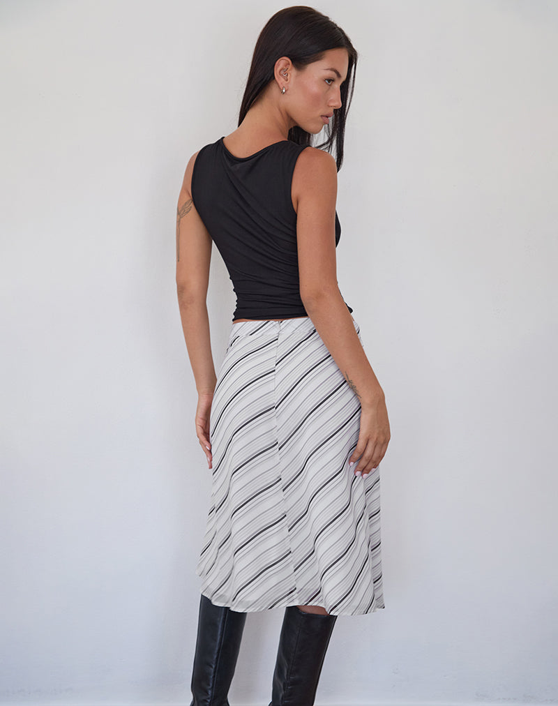 Grey Tonal Diagonal Stripe Wrap Midi Skirt | Ebiet – motelrocks-com-us