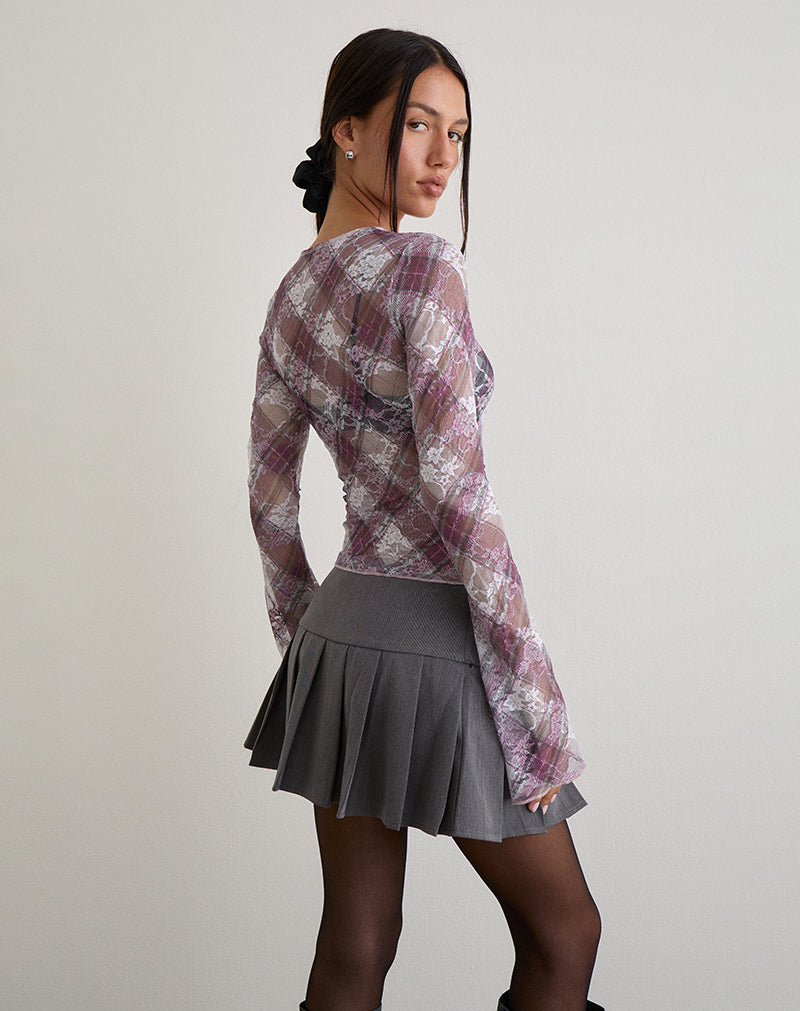 Multi Check Long Sleeve Mesh Top | Eireen – motelrocks-com-us