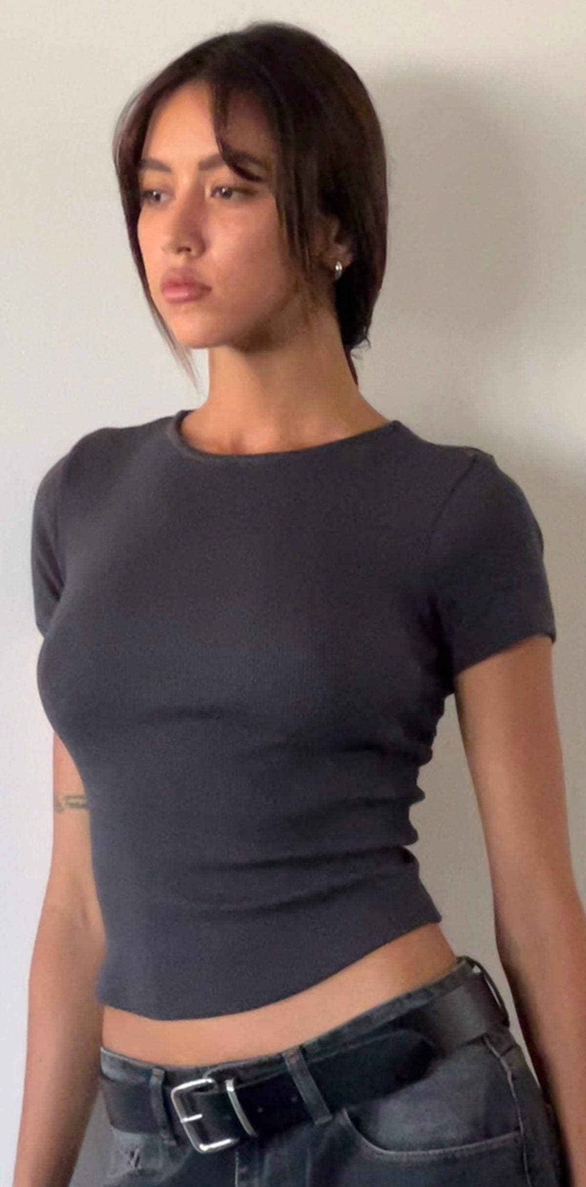 Beluga Grey Ribbed Open Back Top | Elyto – motelrocks-com-us