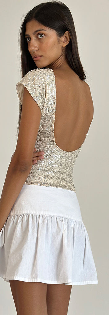 Neutral Sequin Backless Top | Erika – motelrocks-com-us