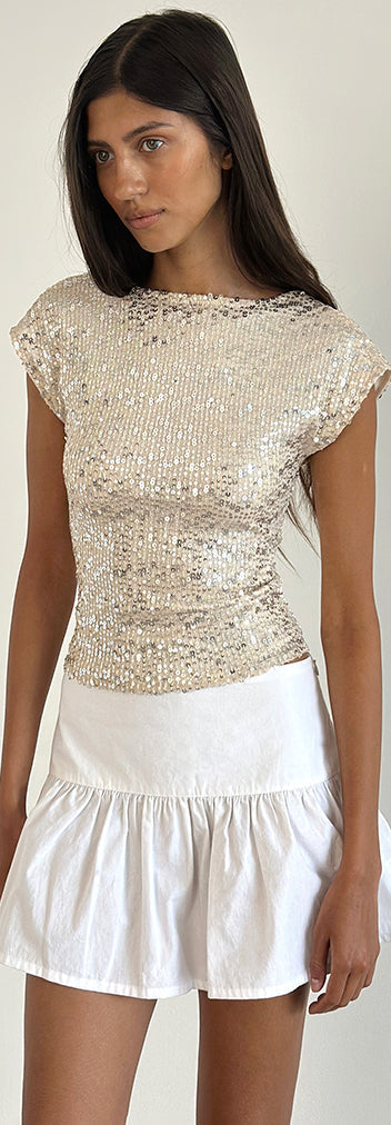 Neutral Sequin Backless Top | Erika – motelrocks-com-us