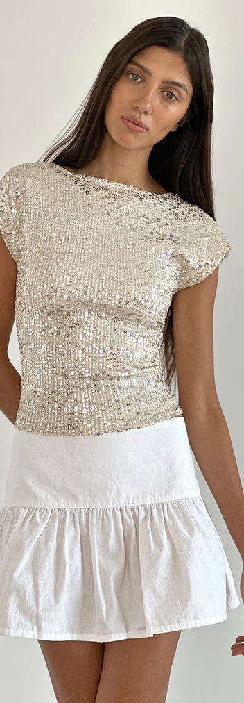 Neutral Sequin Backless Top | Erika – motelrocks-com-us
