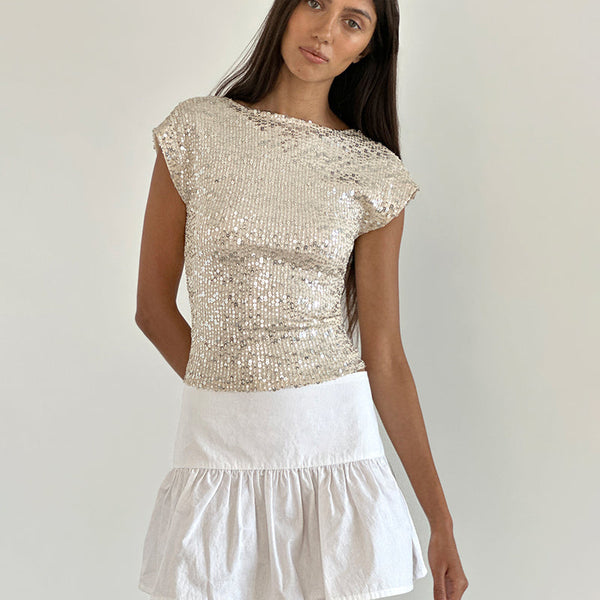 Neutral Sequin Backless Top | Erika – motelrocks-com-us