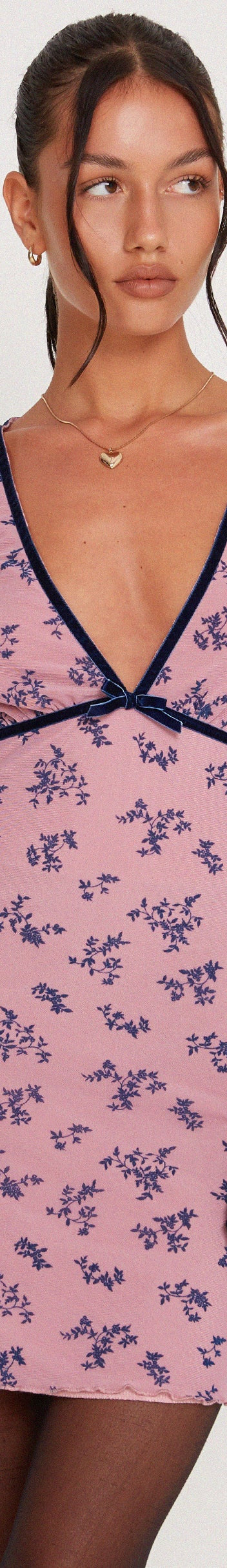 Pink Navy Botanist Flocking Mini Dress | Evilia – motelrocks-com-us