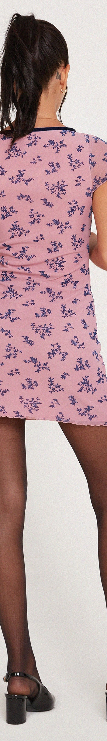 Pink Navy Botanist Flocking Mini Dress | Evilia – motelrocks-com-us