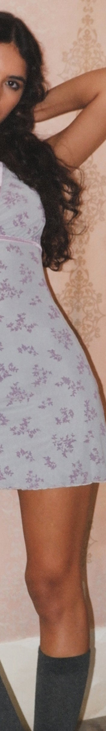 Purple Botanist Flock Mini Dress | Evilia – motelrocks-com-us