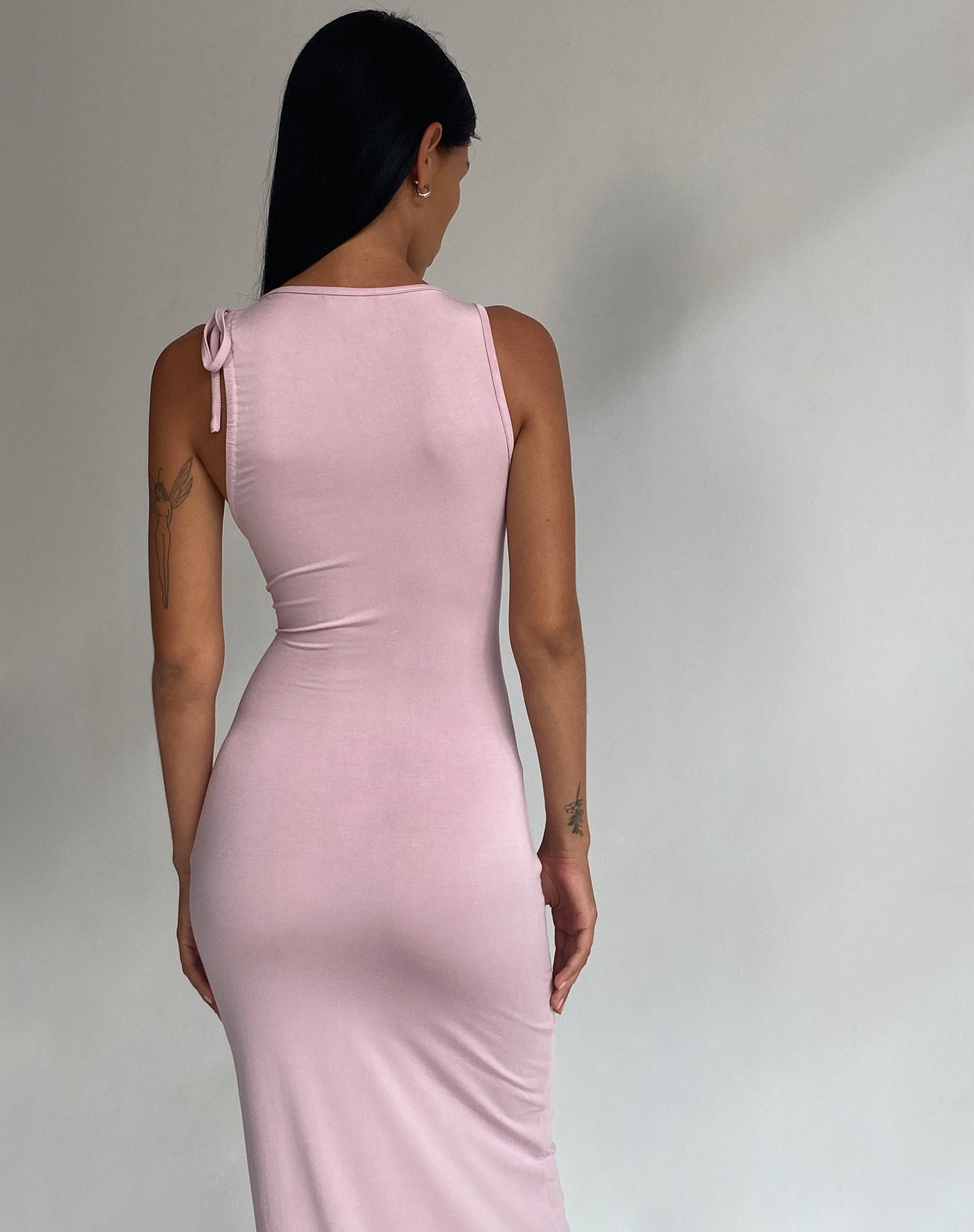 Slinky Baby Pink Maxi Dress | Elinor – motelrocks-com-us