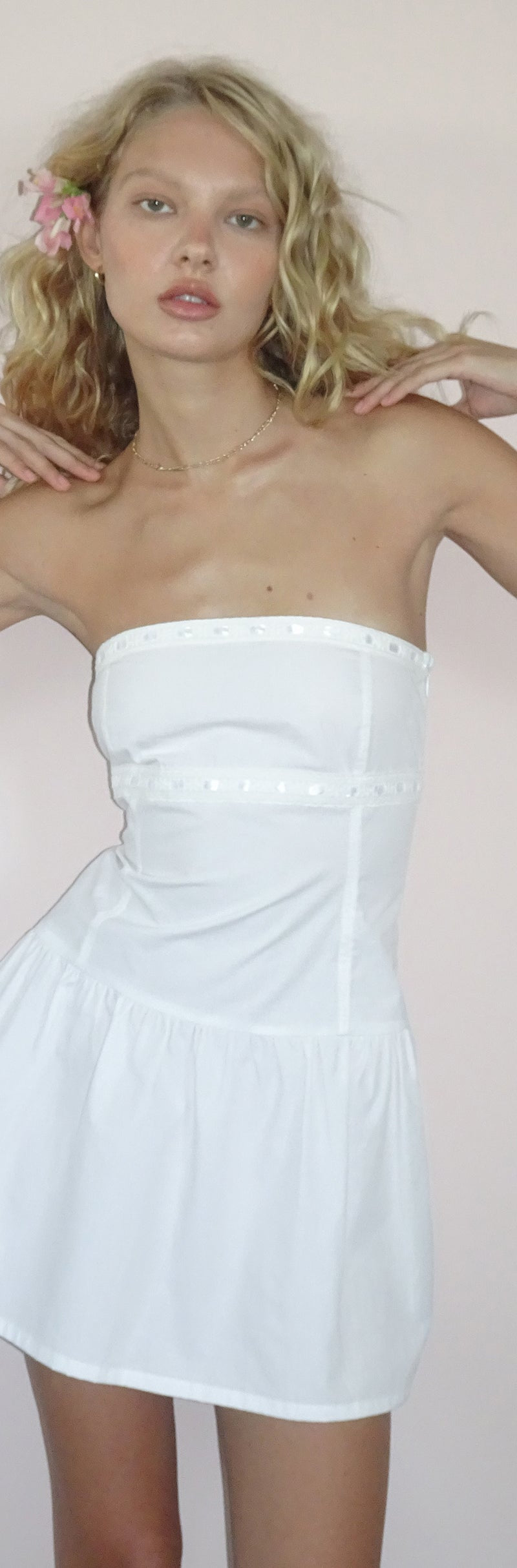 Poplin White Bandeau Mini Dress | Faelyn – motelrocks-com-us