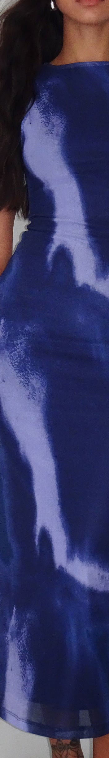 Watercolour Navy Printed Maxi Dress | Fayola – motelrocks-com-us