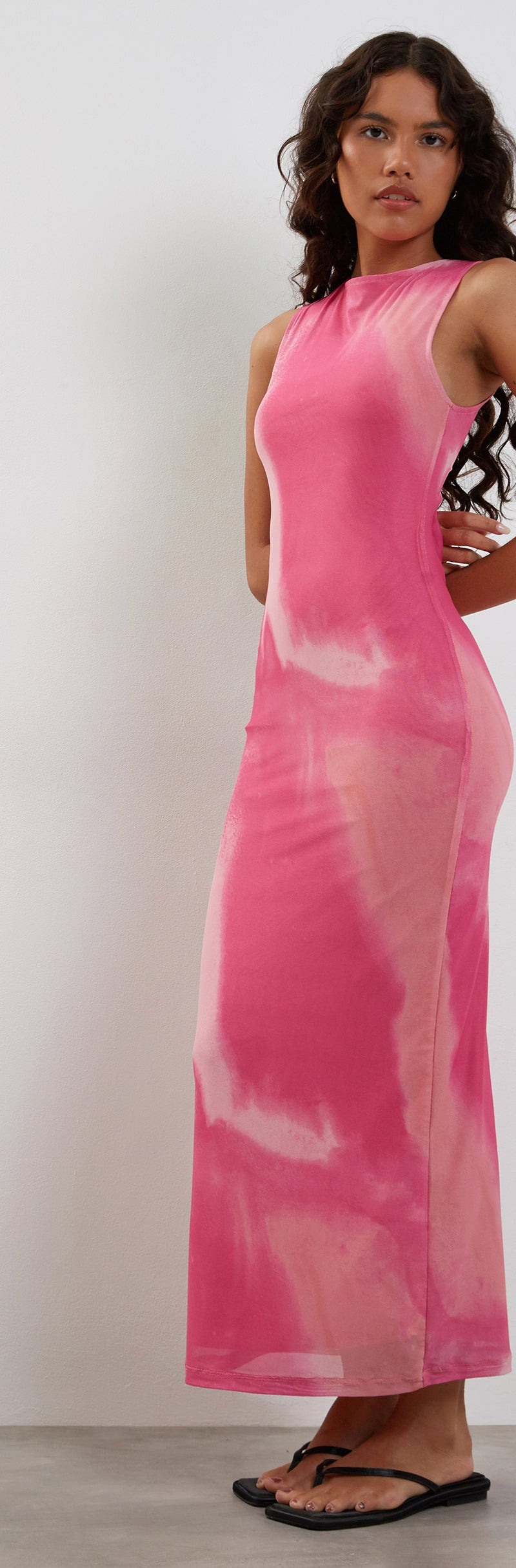 Watercolour Pink Printed Maxi Dress | Fayola – motelrocks-com-us