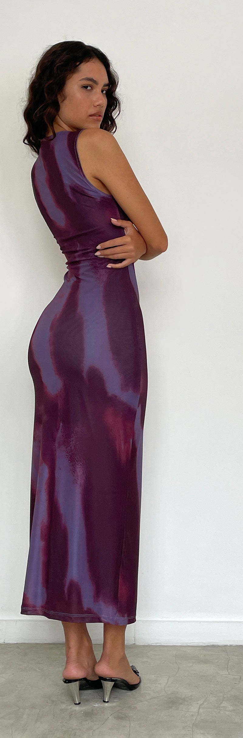 Watercolour Wine Printed Maxi Dress | Fayola – motelrocks-com-us