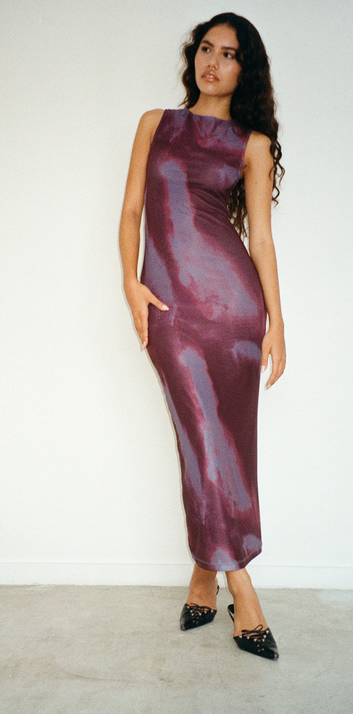 Watercolour Wine Printed Maxi Dress | Fayola – motelrocks-com-us