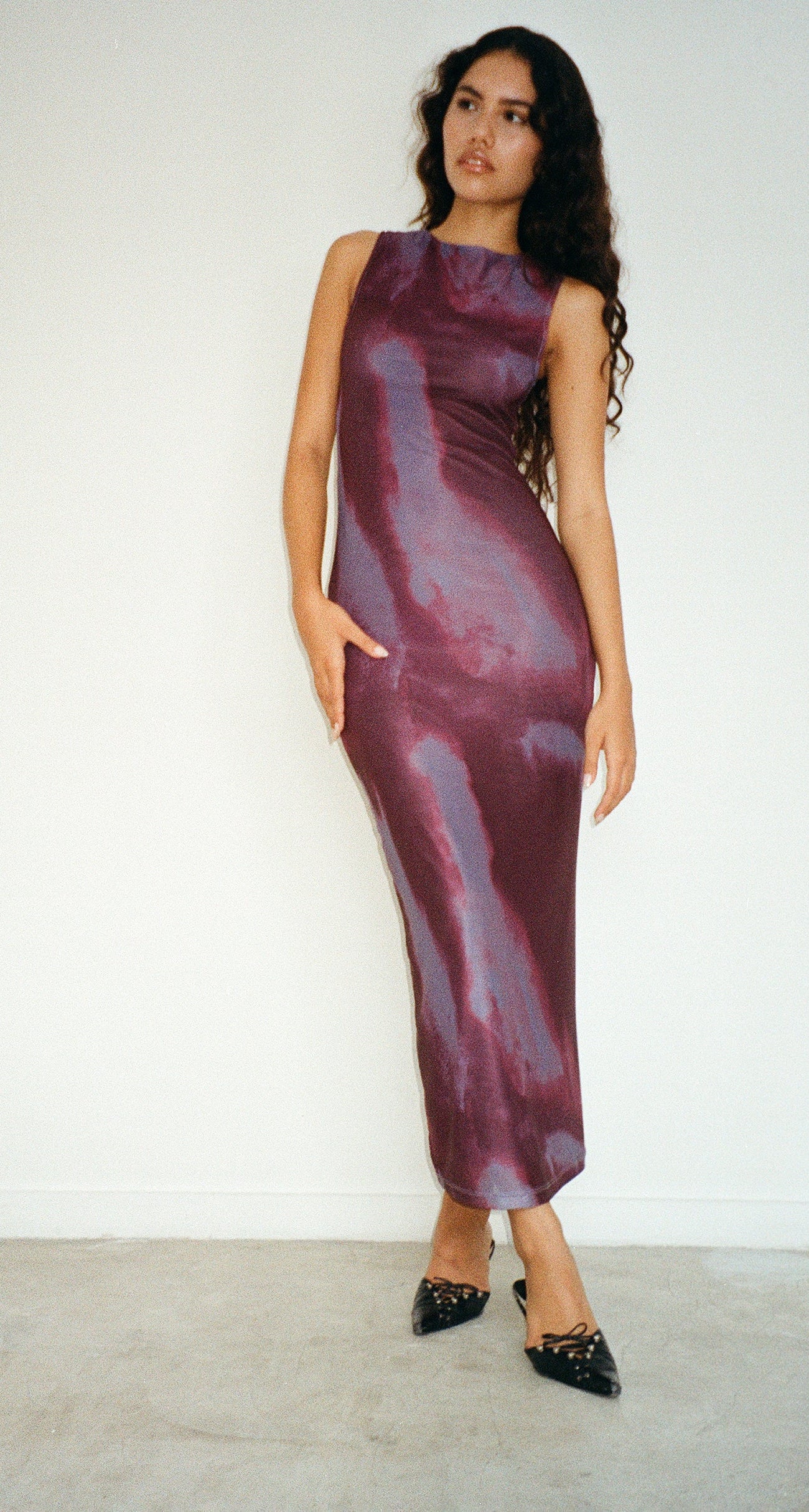 Watercolour Wine Printed Maxi Dress | Fayola – motelrocks-com-us
