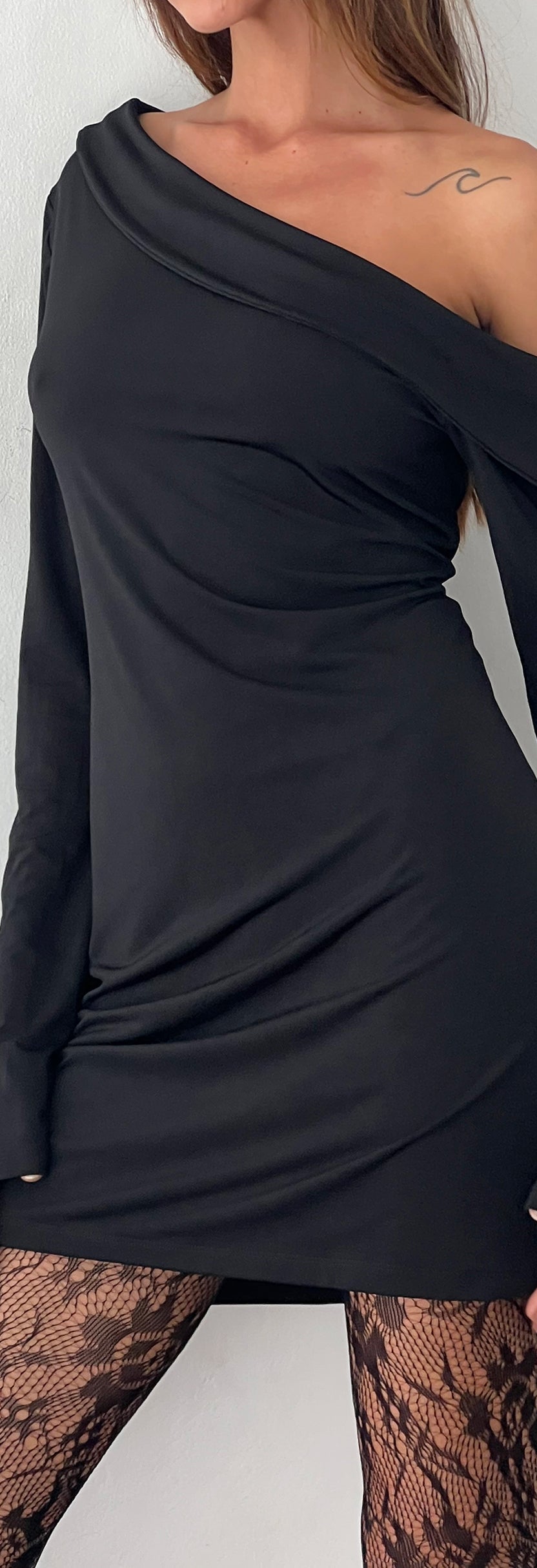 Slinky Black Asymmetric Mini Dress | Fliss – motelrocks-com-us