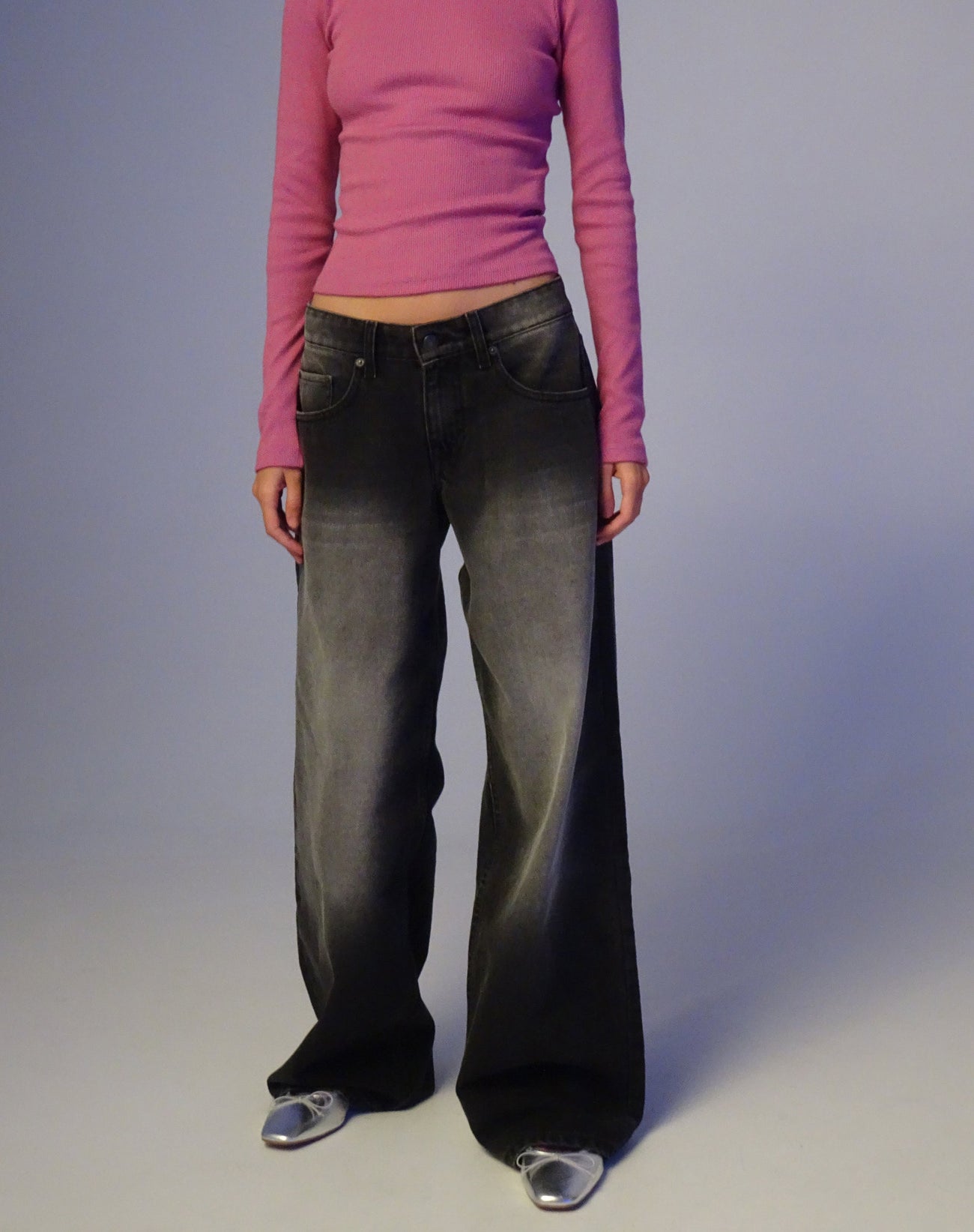 Extreme Black Wash Extra Wide Low Rise Jeans | Roomy – motelrocks-com-us