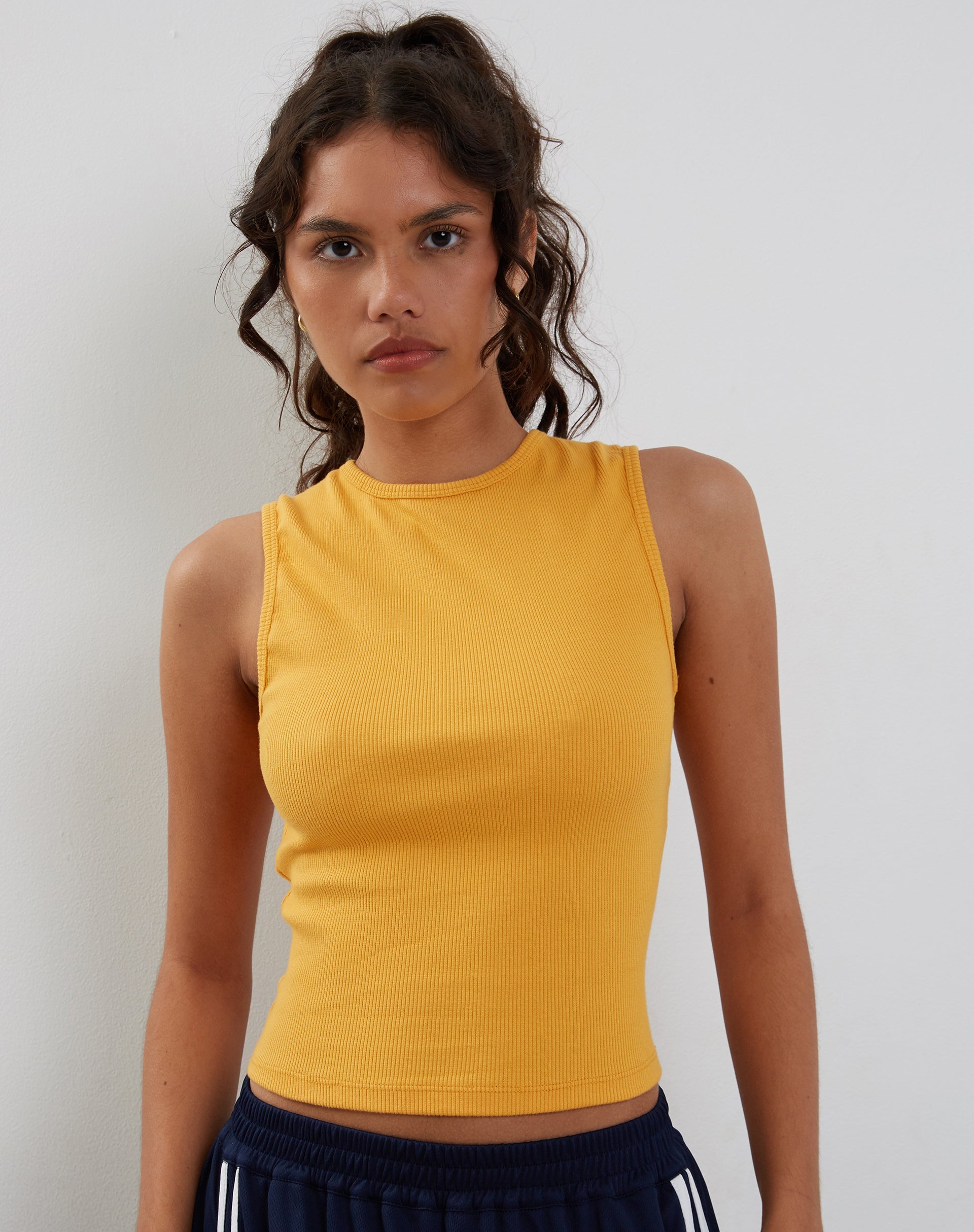 Faded Orange Rib Open Back Tank Top | Gelsho – motelrocks-com-us