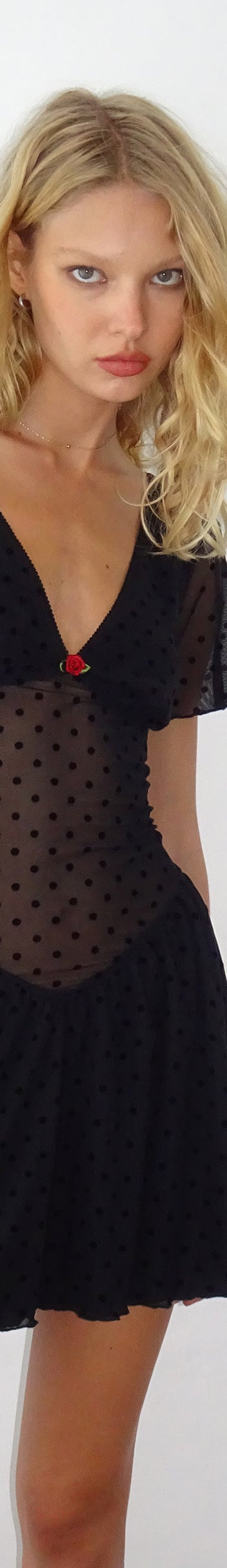 Polka Black Flock Mini Dress | Geni – motelrocks-com-us