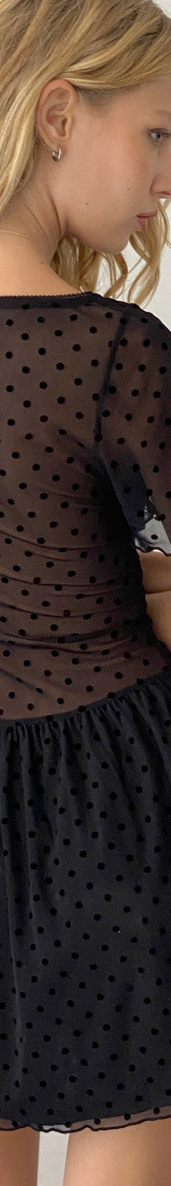 Polka Black Flock Mini Dress | Geni – motelrocks-com-us