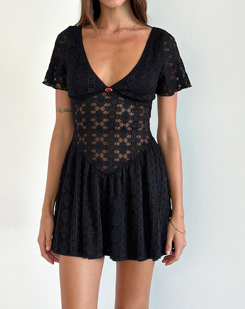 Regal Lace Black Mini Dress | Geni – motelrocks-com-us