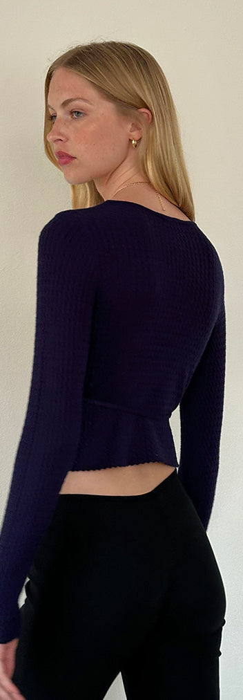 Midnight Blue Knitted Wrap Cardigan | Gisela – motelrocks-com-us