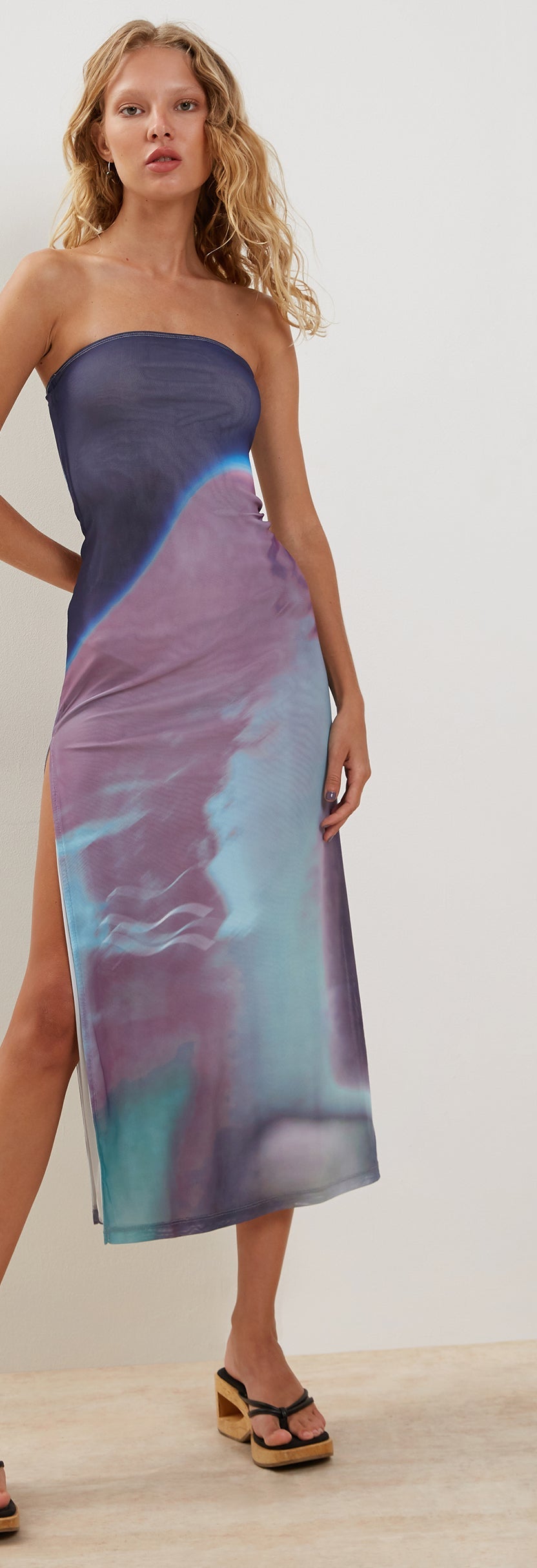 Pink Digi Gradient Print Maxi Dress | Givanda – motelrocks-com-us