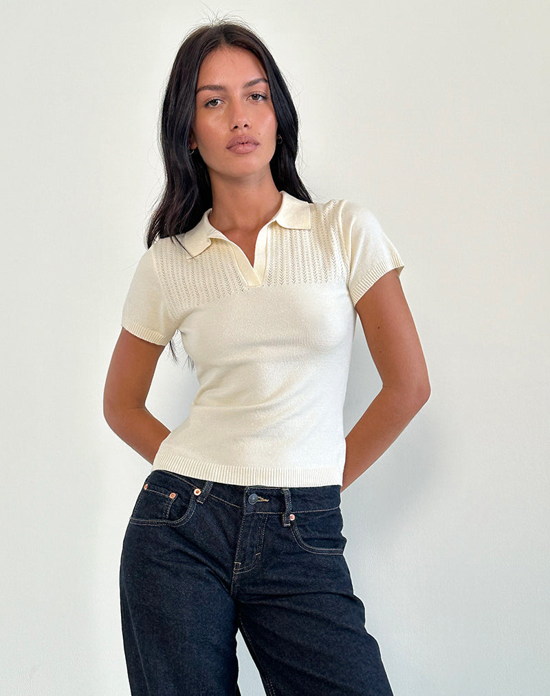Ivory Knit Collared Top | Hilda – motelrocks-com-us
