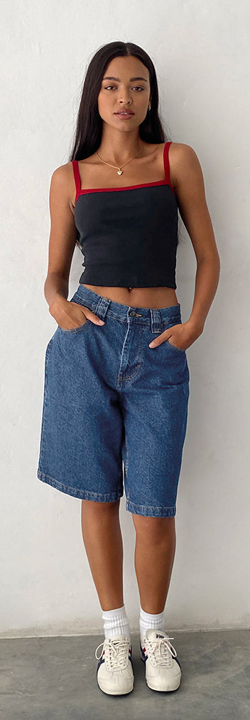 Core Blue Stone Low Rise Shorts | Skater – motelrocks-com-us